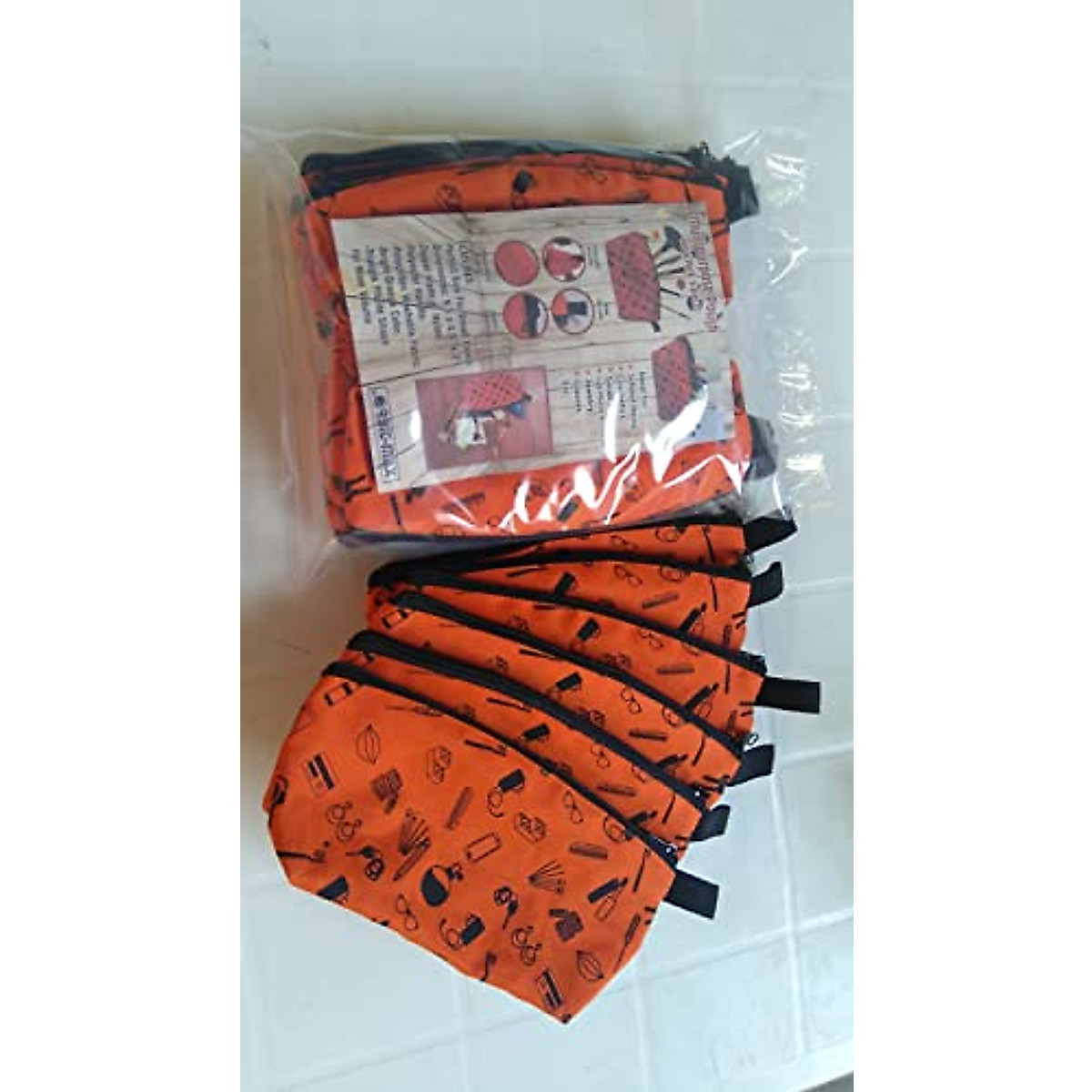 ORBIT-MAX Multipurpose Pouch 6 Pcs Value Pack School Zipper Pouch Polycotton Pen Pencil Bag Washable Purse with Handle Office Storage Small Case Cosmetic Purse Travel Organizer Toy bag Toiletry pouch