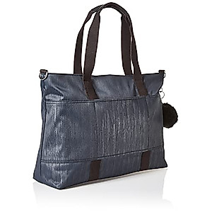 Kipling Womens Women's Natalie Bag, Adjustable, Removable Crossbody Strap, Dual Carry Handles, Nylon Handbag Tote Bag, Sparkling Slate, 16.75 L x 12 H 5 D US