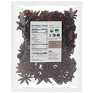 Sun I’farm Organic Star Anise, Chinese Star Anise Whole 3oz(85g), Fresh, Pure and Dried Anise Pods, Great for Cooking, Baking and Tea (3 ounce)