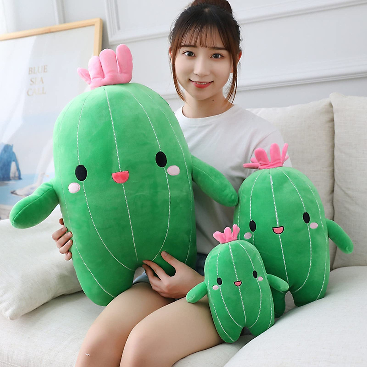 SZFJWJ Cactus Plush Stuffed Animal Cute Cartoon Cactus Pillow Soft Cactus plushie Dolls Toy Lovely Gift for KidsGiving for Birthday (Small(9.8 Inches))