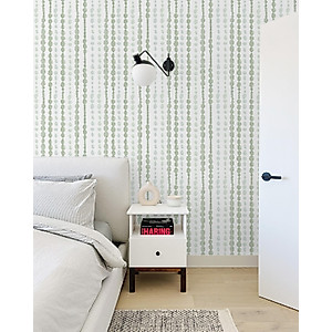 Naphite Green and White Peel and Stick Wallpaper Boho Contact Paper for Cabinets Striped Wallpaper for Bedroom Self Adhesive Removable Wallpaper Modern Dot Wallpaper Nursery Kids Wall Decor17.3 X78.7