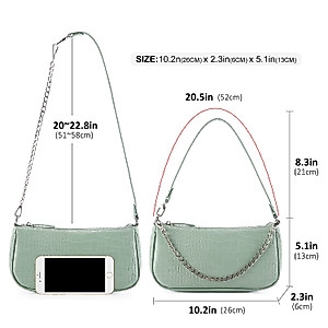Loiral Shoulder Bags for Women, Retro Classic Tote HandBag Crocodile Pattern Clutch Purse with Zipper Closure, Light Green