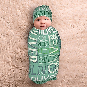 WTCWY Custom Baby Blankets for Girls Boys Personalized Baby Swaddle and Hat for Newborn Baby Girl Boy with Name Personalized Custom Baby Blankets Personalized Baby Items Girl Gifts