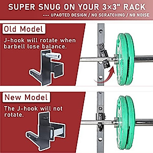 SYL Fitness J-Hooks for 3x3" Power Rack, Barbell Holder/Squat Rack Accessories J Cups