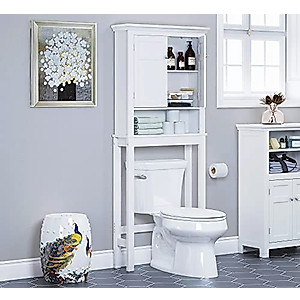 Spirich Over The Toilet Storage Cabinet, Bathroom Shelf Over The Toilet, Over Toilet Bathroom Organizer (White)