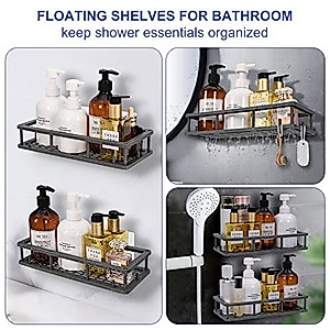 Infitran 2-Pack Shower Caddy Basket Shelf No Drilling Traceless Adhesive Shower Wall Shelves Bathroom Shower Storage Organizer Shampoo Holder Organizer for Bedroom Bathroom Living Room Kitchen (2)