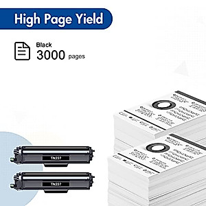 TN223BK TN227BK High Yield Toner Cartridge 2 Pack Compatible for Brother TN227 TN-227BK TN-223BK Replacement for MFC-L3750CDW MFC-L3770CDW HL-L3290CDW HL-L3210CW HL-L3230CDW MFC-L3710CW Printer Black