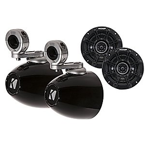 KICKER Black Mini Wake Tower Enclosures Loaded 4" DSC Speakers