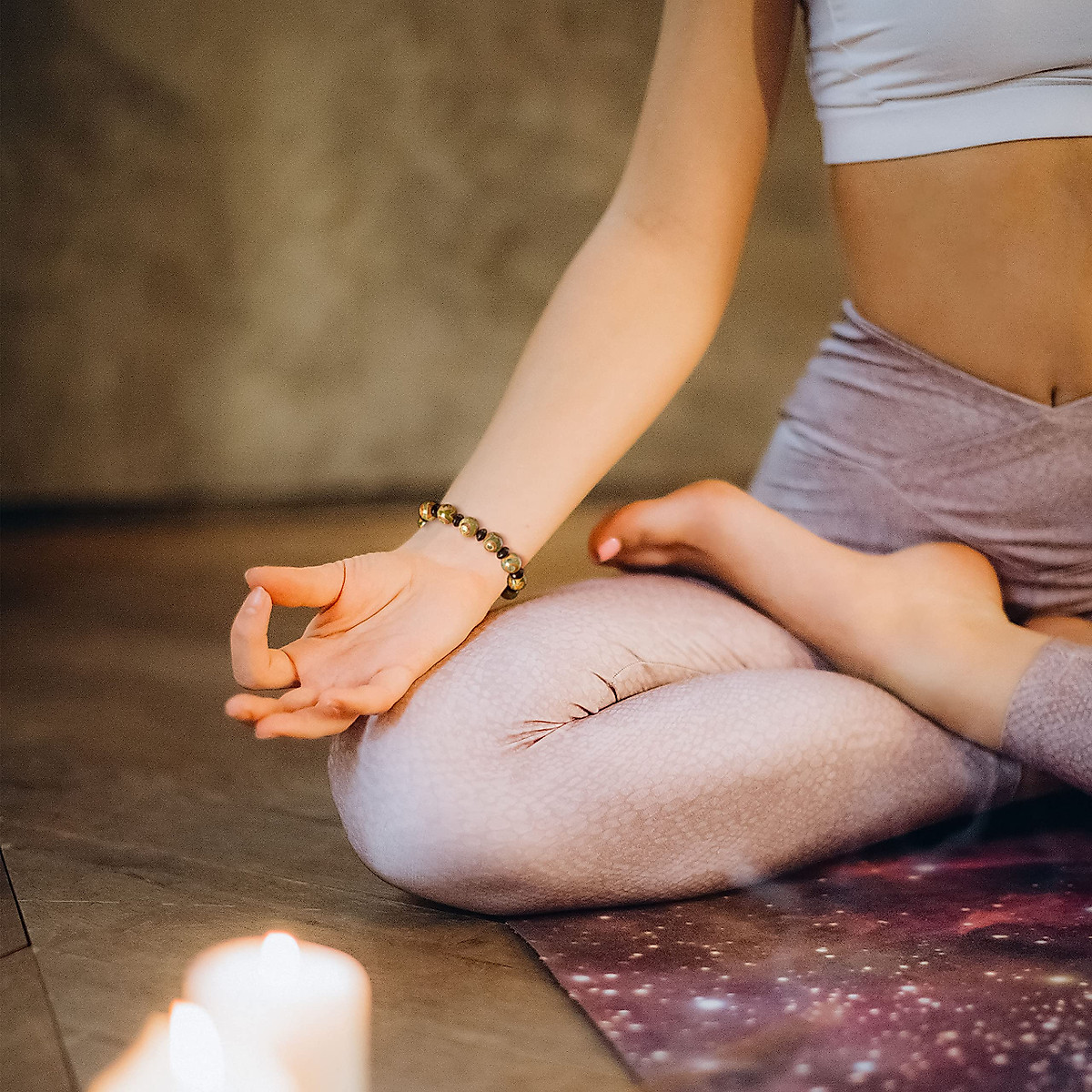 ZenBless Round Grey Tibetan Dzi Beads Bracelet Mala Beads Amulet Bangle Attract Good Luck (12MM Beads)