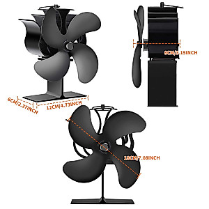 EIVOTOR Heat Powered Stove Fan 4-Blade Auto-sensing Fireplace Fan for Wood/Log Burner/Fireplace,Eco Friendly and Efficient wood stove fan