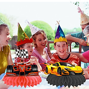 C L cooper life 12Pcs Race Car Birthday Centerpieces for Children Car Racing Decorations for Race Car Birthday Supplies Race Car Party Decor Cars Birthday Party Supplies