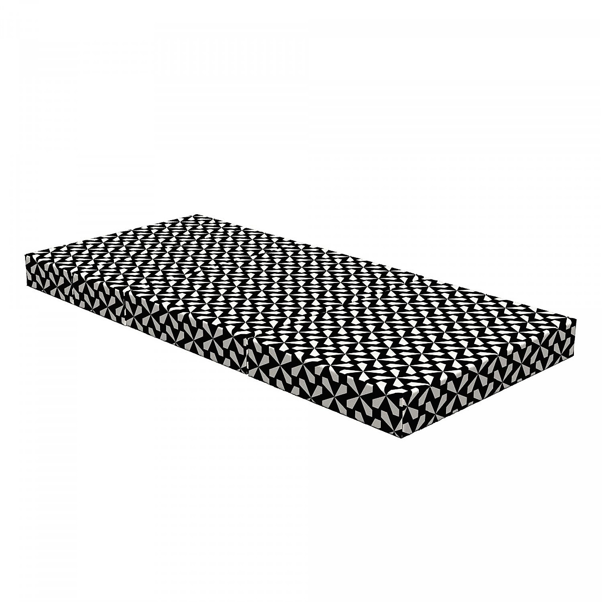Ambesonne Abstract Foldable Mattress, Monochrome Geometric 70's, 74.8" x 35.4", Eggshell and Dark Brown