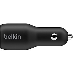 Belkin 36-Watt Dual-USB Car Charger - Power Delivery 2 18W USB-C Ports with PPS Charging Apple iPhone 14, 14 Pro, 14 Pro Max, iPhone 13, 13 Pro, 13 Pro Max Samsung Galaxy, AirPods - USB-C Charger