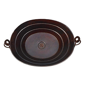 16" x 12" Rustic Oval Copper BUCKET Vessel Bath Sink with 19-Hole Grid Drain by SimplyCopper