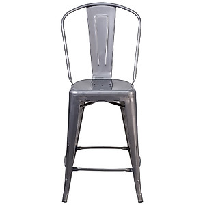 Flash Furniture Lincoln 24'' High Clear Coated Indoor Counter Height Stool with Back