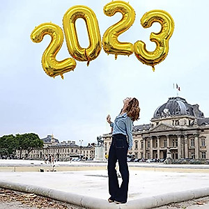 GOER 42 Inch 2023 Gold Foil Number Balloons for 2023 New Year Eve Festival Party Supplies Graduation Decorations