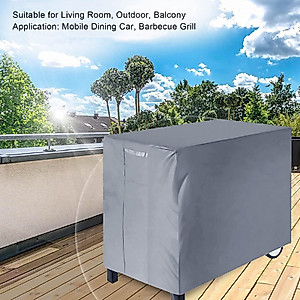 TITA-DONG Grill Griddle Cover, Heavy Duty Outdoor Mobile Dining Car Cover, Waterproof UV Proof Gas Grill Cover 420D Silver Coated Oxford Cloth BBQ Grill Shade, Patio Bar Cart Cover for Outdoor (Grey)