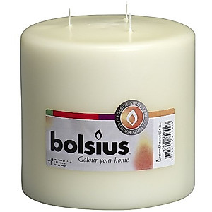 BOLSIUS Three Wick Big Pillar Candle Ivory – 6x6 Inches - Premium European Quality - 75 Hours Burn Time - Relight Unscented Large Pillar Candle - Smooth & Smokeless Flame - Wedding, & Party Candle