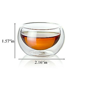 Luxtea Double-walled Borosilicate Teacup Glass Heat-resisting Tea Cup Hold 2 Oz, Set of 10