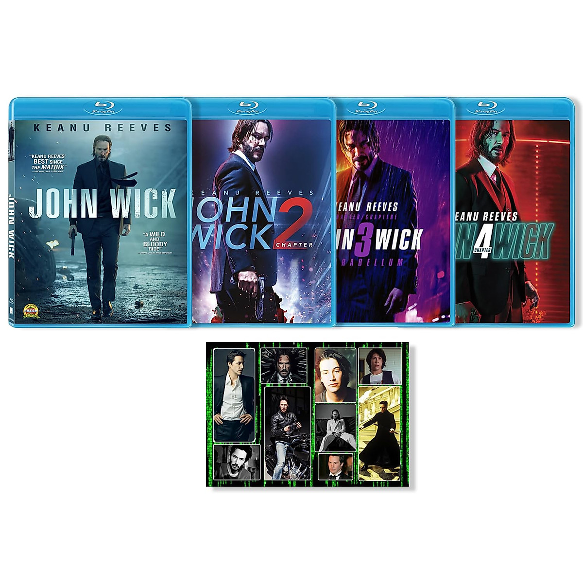 John Wick Complete Blu-Ray Collection: Chapters 1,2,3 & 4 + Including Bonus Art Card