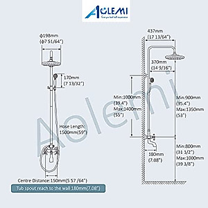 Aolemi Antique Brass Tub Shower Faucet 8 Inch Shower Head Vintage Shower Fixture Set Mixer Handheld Spray Triple Function Shower Combo