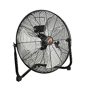 Aain® A010 20'' High Velocity Floor Fan, 3 Speed Settings, 6000 CFM black Industrial Metal Fan for Industrial, Professional Shop Garage