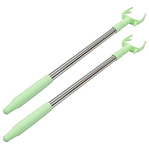 BESPORTBLE Curtain Rod Hooks 2pcs Stainless Steel Clothesline Props Adjustable Clothes Rods Dressing Stick Clothes Drying Pole Outdoor Coat Hanger for Clothes Metal Hangers