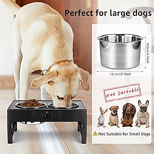 Lapensa Elevated Dog Bowls, Stainless Steel Raised Dog Bowl with Adjustable Stand, Double Dog Food and Water Bowl for Medium Large Dogs, 3 Heights 3.9”, 7.8”, 11.8”,(Black)