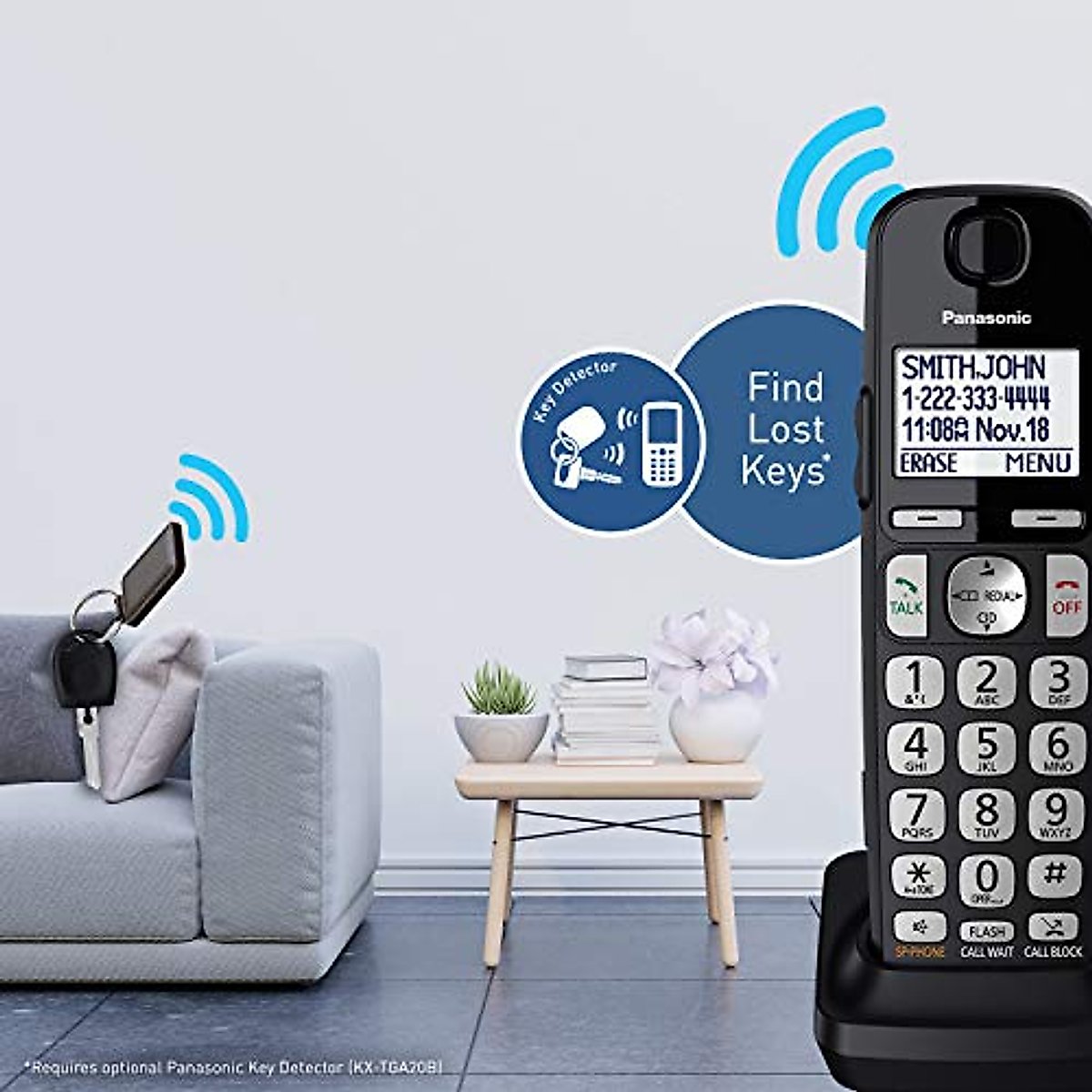 Panasonic DECT 6.0 Expandable Cordless Phone System with Answering Machine and Call Blocking - 3 Handsets - KX-TGE433B (Black)