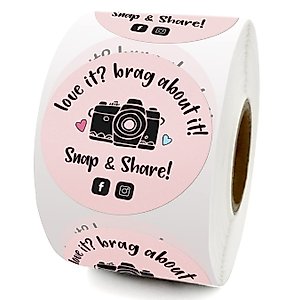 Cute Snap Share with Camera Design Thank You Stickers, Online Retailers Small Business Small Shop Gift Bags Packages Labels Envelopes Stickers, 500 Labels Per Roll