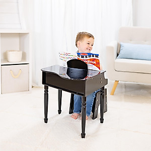 Melissa & Doug Learn-To-Play Classic Grand Piano With 30 Keys, Color-Coded Songbook, and Non-Tip Bench 23.5" x 22.2" x 10"