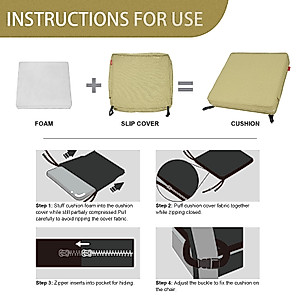 Pcinfuns Outdoor Chair Cushions,19 x 19 x 3 Inch Seat Cushions for Patio Furniture,Square Corner Patio Chair Cushion with Adjustable Straps,2 Pack,Ginger Yellow