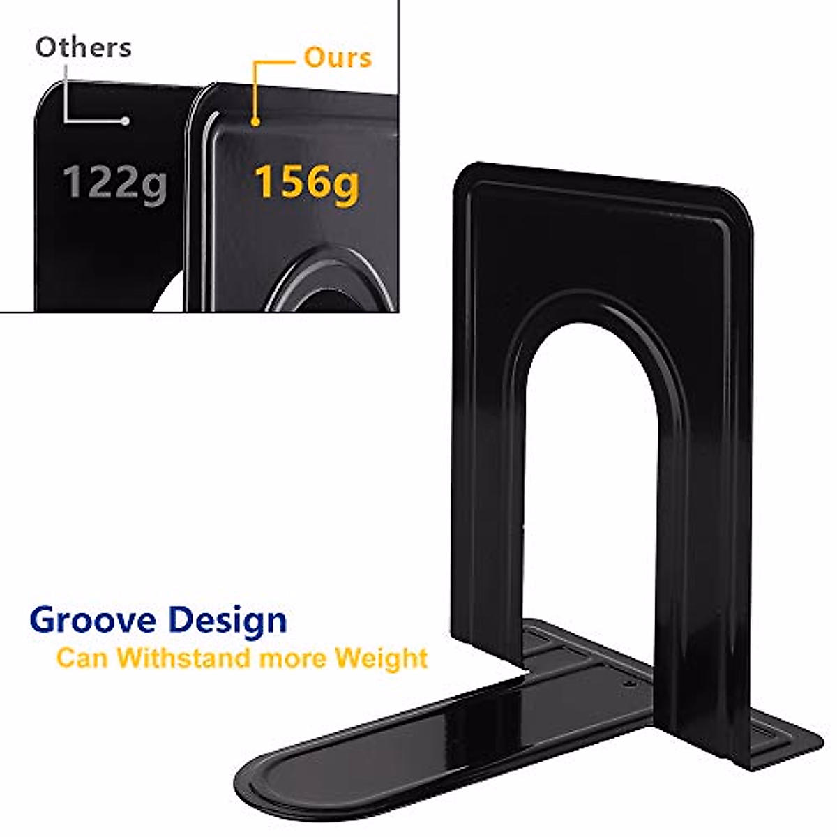 Jekkis 20pcs Bookends Metal Book End 6.6"x 5.7"x 5" Black Heavy Duty Bookends for Shelves Nonskid Bookend Supports Plain Large Bookends, Library Office Home, 10 Pair