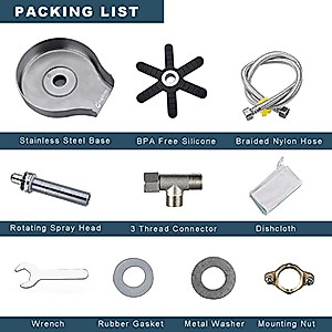 Augctoer Glass Rinser for Kitchen, Spray Holes Faucet Glass Washer, Kitchen Sink Glass Rinser, Sink Cup Rinser,Bar Cup Washer, Removable,Stainless Steel,Brush Nickel (304 Stainless steel)