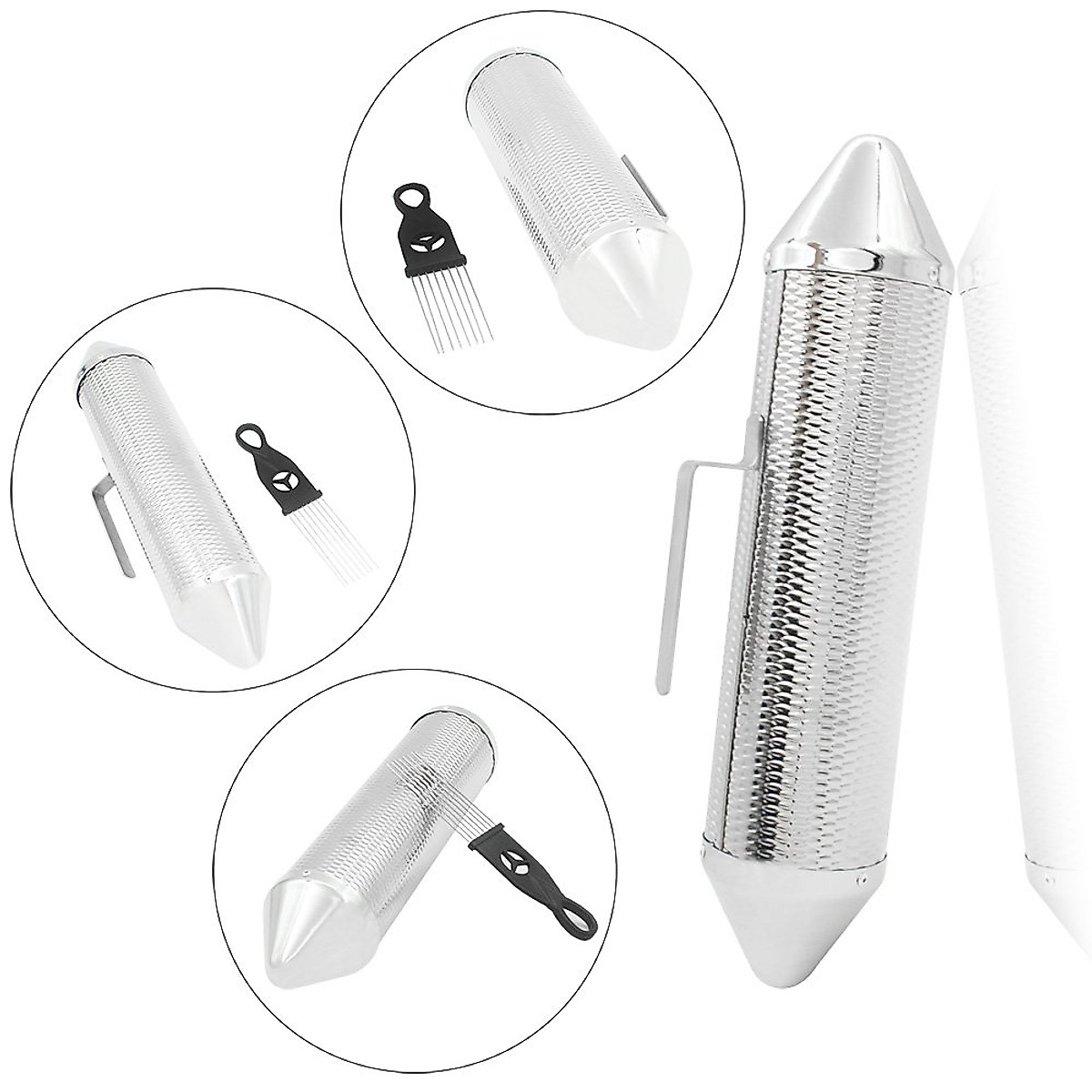 Mowind Stainless Steel Metal Guiro Percussion Instrument Musical Training Tool with Scraper