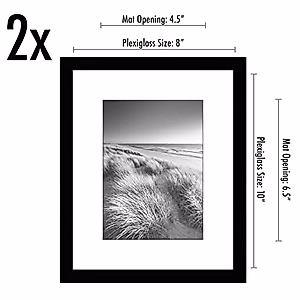 Americanflat 8x10 Picture Frame in Black - 2 Pack - Use as 5x7 Picture Frame with Mat or 8x10 Frame Without Mat - Includes Sawtooth Hanging Hardware for Horizontal or Vertical Display
