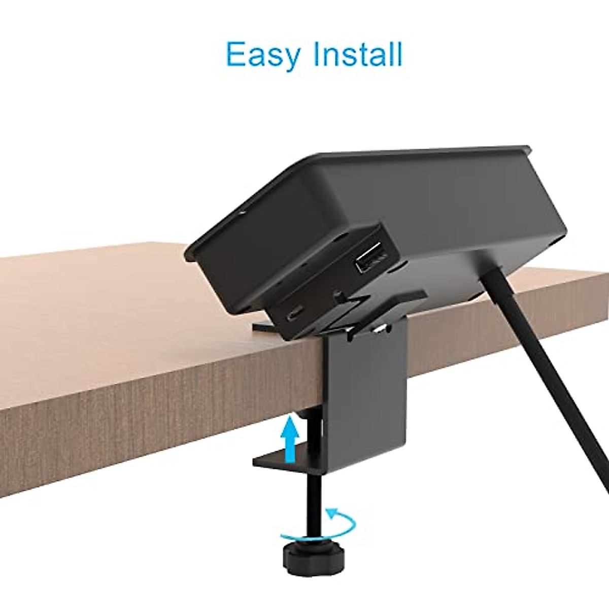 Desk Clamp Power Strip USB C, Desk Mount Power Strip with AC Outlet/2 USB Ports/15W Wireless Charger Station, Desktop Surge Protector PD 20W USB C Fast Charging, Fit 2.16" Tabletop Edge