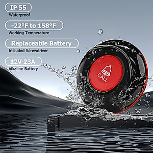 CallToU Caregiver Pager Wireless Call Bell Alert Button for Seniors/Elderly/Patients 1 Plugin Receiver 1 Waterproof Transmitter