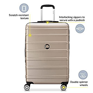 DELSEY Paris Margot Hardside Expandable Luggage with Spinner Wheels, Gold, Checked Large 28 Inch