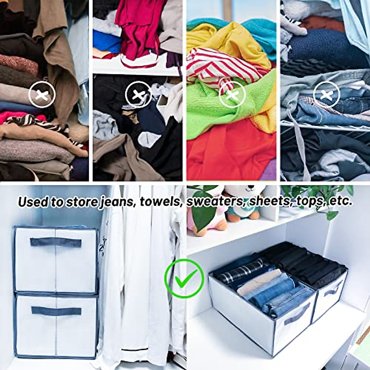 PENGFULL Clothes Organizer for Folded Clothes ,Drawer Organizers for Clothing Jeans,Closer Organizer for Sweater,Tshirts,Pants,17.32×11.02×8.67in Big 9 Grid,Oxford cloth edge reinforcement,Stackable