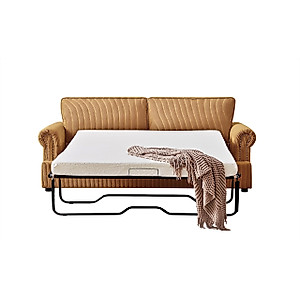 Container Furniture Direct Reversible Sleeper Sofa with Memory Foam Mattress, Comfortable and Durable Full Size Bed Couch for Living Rooms, Upholstered with Corduroy Fabric, 70" Wide, Ginger