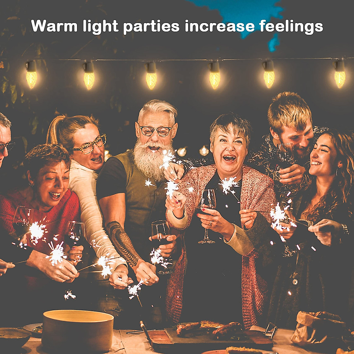 LED Outdoor String Lights With Remote Control, RGBW Patio Smart Warm Light with 20 Clear Bulbs for Patio Decorative Garden Holiday Indoor Wedding Home Decorating, Christmas Wedding Holiday Lights
