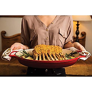 Le Creuset Enamel Cast Iron Signature Oval Baker, 3 quart, Cerise (Cherry Red)