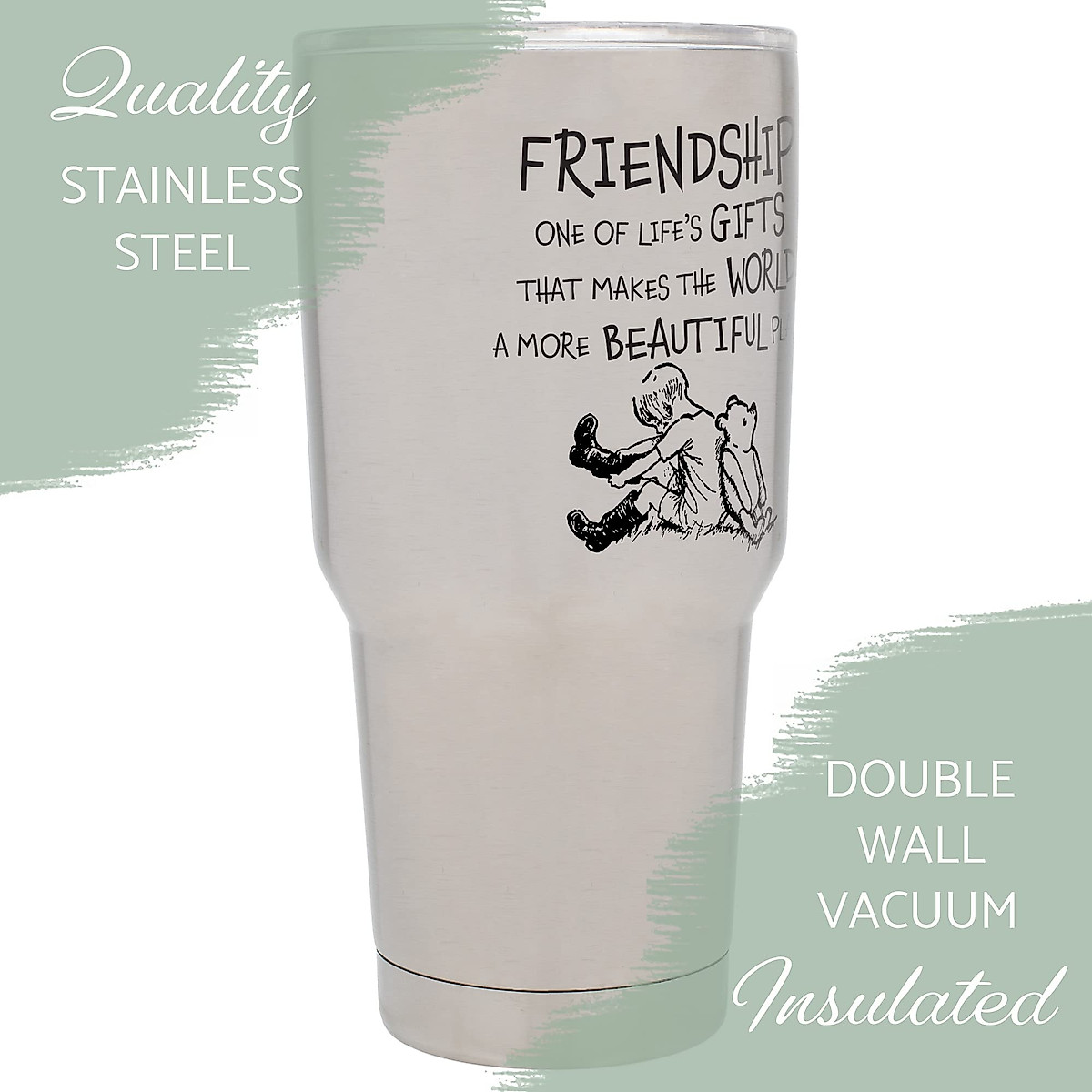 Elanze Designs Friendship Life's Gifts Winnie-the-Pooh 30 Ounce Stainless Steel Travel Tumbler
