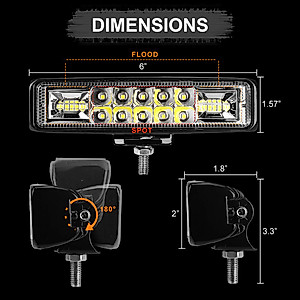 nicerpro 6 Inch Led Pods Light Bar Slim 60W 10000Lm 12V/24V Driving Fog Light Waterproof Combo Flood Spot Lights for Trucks Off Road ATV UTV Golf Cart Trailer 2 Pack