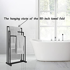 OHIOLEE Standing Towel Rack, 3 Tier Modern Free Standing Towel Rack Stand for Bathroom Floor Standing Towel Drying Racks Holder for Bath & Hand Towels