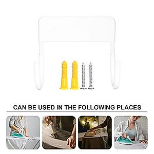 COLLBATH 1 Set Holder White Hooks Hanging Mount Storage Double for Wall Shelf Keys Hat Iron Hanger Towels Rooms Laundry Ironing Practical Coats Hangers Bedrooms Room of Board Bathroom Hook