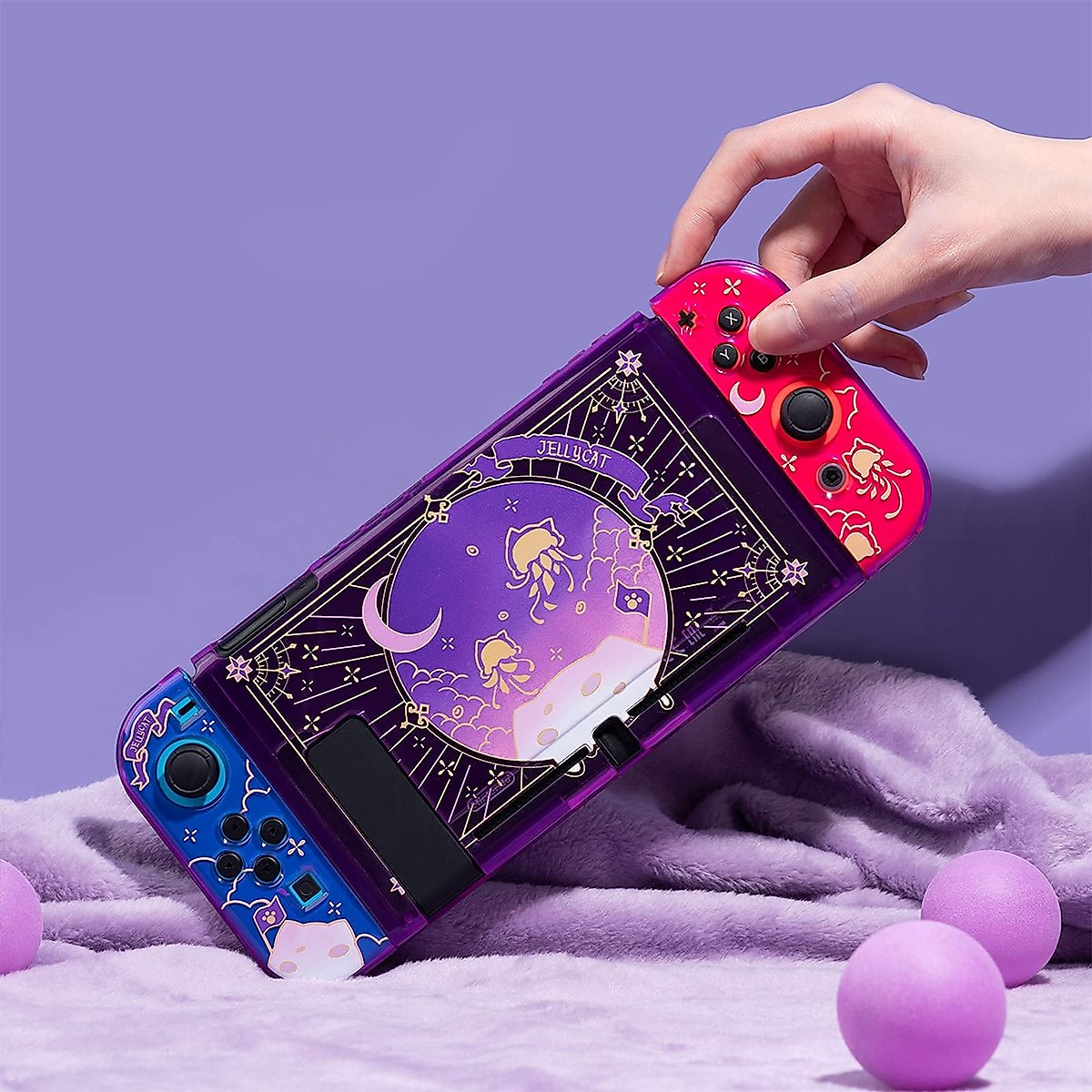 GeekShare Soft TPU Protective Case Slim Cover Case Compatible with Nintendo Switch and Joy-Con - Shock-Absorption and Anti-Scratch -Jellyfish Cat