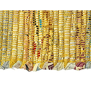 SISOSU Cotton Area Rug - Carpets Suitable for Living Room, Bedroom, Dining Room, Home Décor - Handcrafted Traditional Rugs - Non-Skid - Chindi Cotton Rag - 4’ x 6’ - Yellow