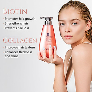 Biotin and Collagen Hair Growth Set - Shampoo and Conditioner for Women with Coconut Oil, Argan and Jojoba Oil for Thinning Hair (17 Fl Oz)